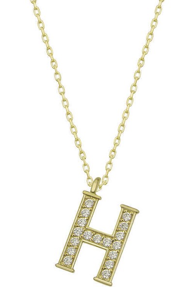 925 Ayar Gümüş Gold H Harfi Kadın Gümüş Kolye 925 Ayar Gümüş Gold H Harfi Kadın Gümüş Kolye