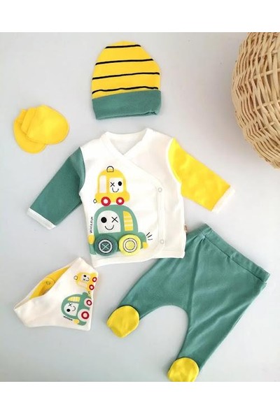 Arya Kids Erkek Bebek Beş Parça Arabalı Hastane Çıkışı Zıbın Seti Arya Kids Erkek Bebek Beş Parça Arabalı Hastane Çıkışı Zıbın Seti