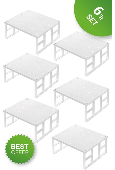 Luxmilard Dots Dolap Içi Ayaklı Metal Raf Mutfak Düzenleyici 6'lı