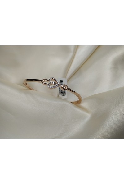 Dolunay Zirkon Taşlı Kalpli Kelepçe Bileklik