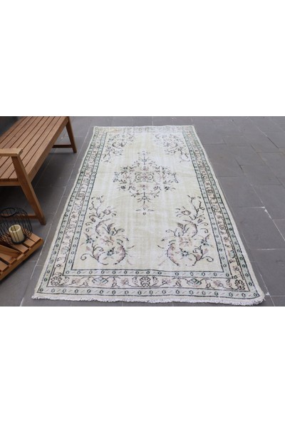 Türk Halısı, Eskitme Halı, Halı, 142X258 cm Bej Halı, Yün Alan Halı, Organik Alan Halı, 6506