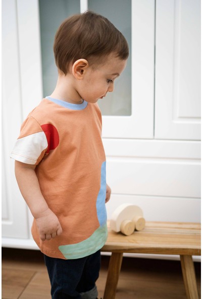 Renkli Baskılı Tarçın Erkek Çocuk Basic Tişört Renkli Baskılı Tarçın Erkek Çocuk Basic Tişört