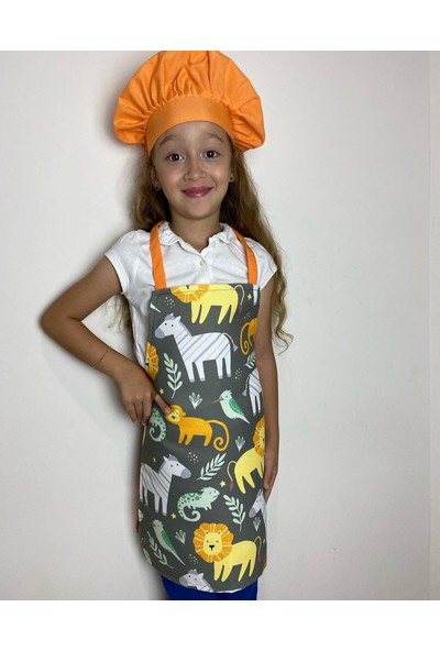 Nazhira Tekstil Çocuk Chef Şapkalı Aslan Mutfak Önlüğü Nazhira Tekstil Çocuk Chef Şapkalı Aslan Mutfak Önlüğü