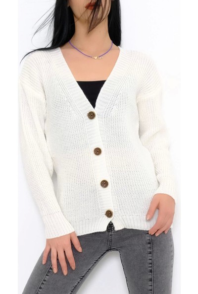 Serçe Shop Düğmeli Hırka Beyaz - 2588.1577.