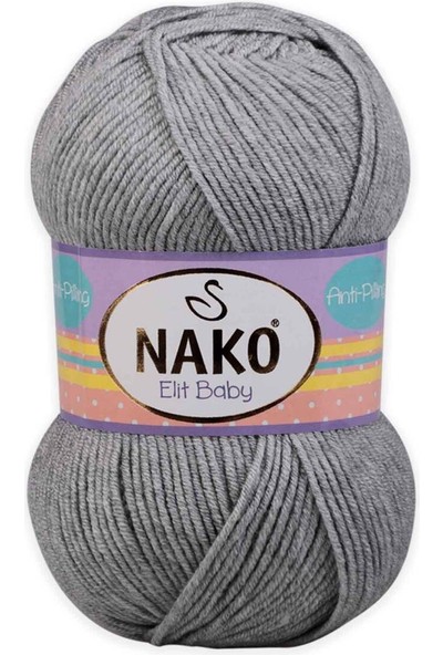 Nako Elit Baby El Örgü Ipi 100 gr | Açık Gri Melanj 195