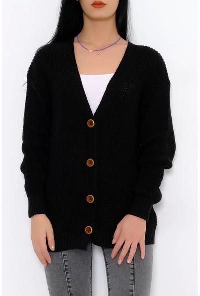 Serçe Shop Düğmeli Hırka Siyah - 2588.1577.