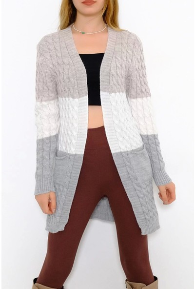 Serçe Shop Kemerli Üç Renk Hırka Taşgri - 331.1577.