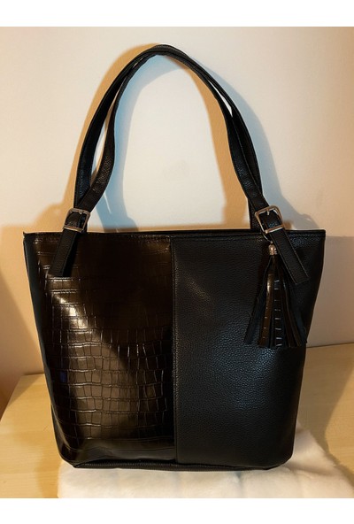 Chanta Kroko Püskül Aksesuarlı Omuz Çantası