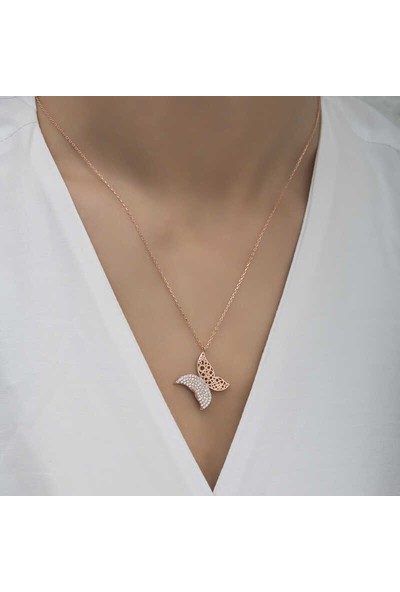 Nikadu Gümüş Kelebek Kadın Kolye