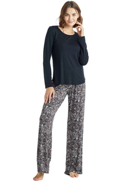 Blackspade Yuvarlak Yaka Düz Siyah Kadın Pijama Takımı 60165