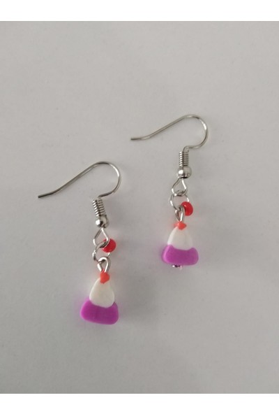 Fimo Pembe Karakter Küpe Fimo Pembe Karakter Küpe