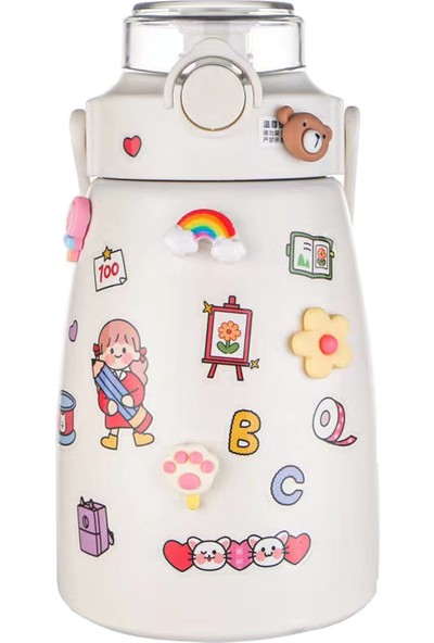 Falling Snow Shop Çizgi Film Paslanmaz Çelik Termos 1000 ml. (Yurt Dışından)