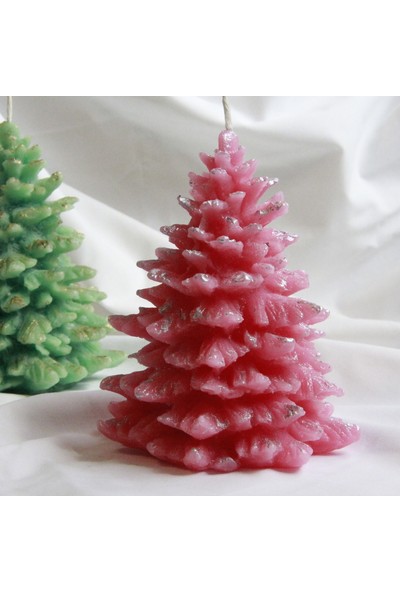 Büyük Boy Çam Ağacı Mum (Yılbaşı Noel Pembe)