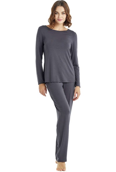 Blackspade Yuvarlak Yaka Düz Antrasit Kadın Pijama Takımı 50823 Blackspade Yuvarlak Yaka Düz Antrasit Kadın Pijama Takımı 50823