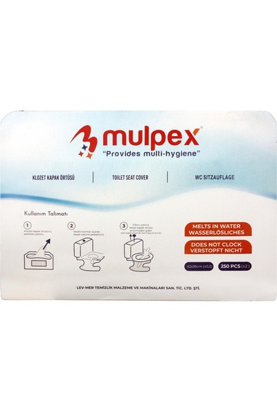 Mulpex Hijyenik Klozet Kapak Örtüsü 42 x 36 cm 20 x 250'li