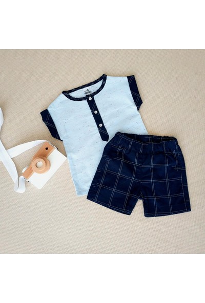 Erkek Bebek Tshirt - Şort 2'li Takım - Lacivert