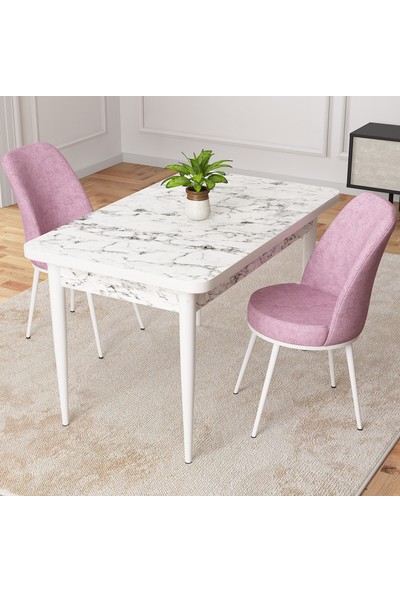 Rovena Duru Beyaz Mermer Desen 80 x 132 cm Mdf Yemek Masası Takımı 2 Sandalyeli Rovena Duru Beyaz Mermer Desen 80 x 132 cm Mdf Yemek Masası Takımı 2 Sandalyeli