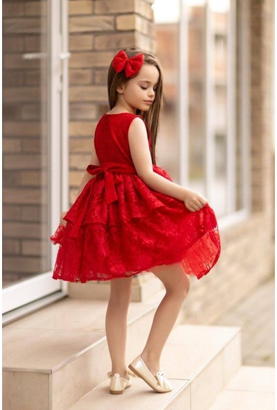 Hacer Saygın Çocuk Giyim Dantelli Çocuk Elbisesi