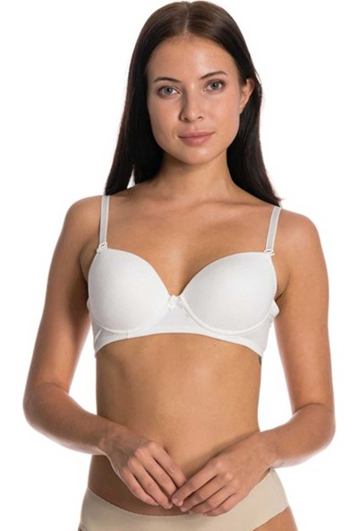 Dolgusuz Flamlı Balenli Sütyen Ekru