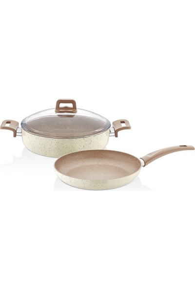 Depa Krem Renk 26 cm Granit Tencere Tava Seti Depa Krem Renk 26 cm Granit Tencere Tava Seti