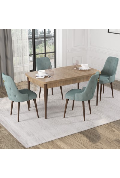 Rovena Mateo Meşe Desen 80X132 Yemek Masası Takımı 4 Sandalyeli