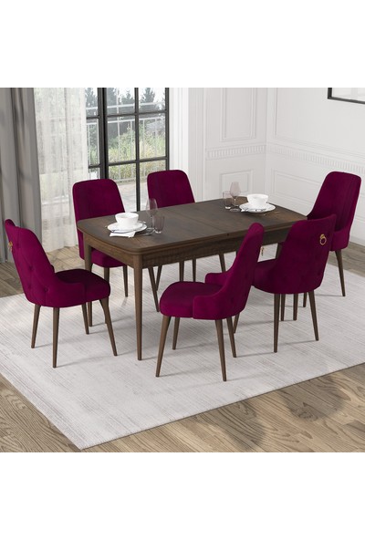 Rovena Mateo Barok Desen 80X132 Yemek Masası Takımı 6 Sandalyeli