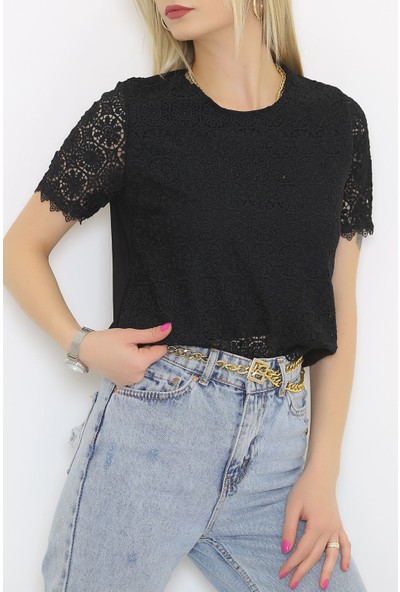 Nille Dantelli Bluz Siyah - 9532.224. Nille Dantelli Bluz Siyah - 9532.224.