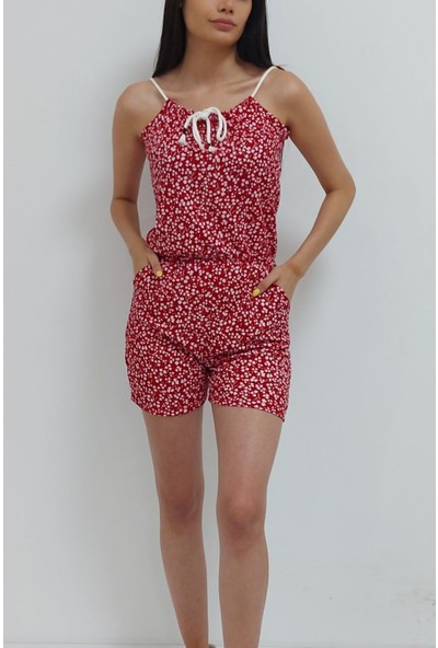 Atsy Şortlu Cepli Tulum Bordo Atsy Şortlu Cepli Tulum Bordo