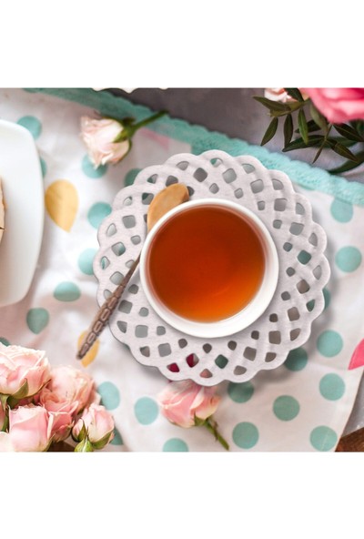 Metal Çay Tabağı 6lı- Beyaz