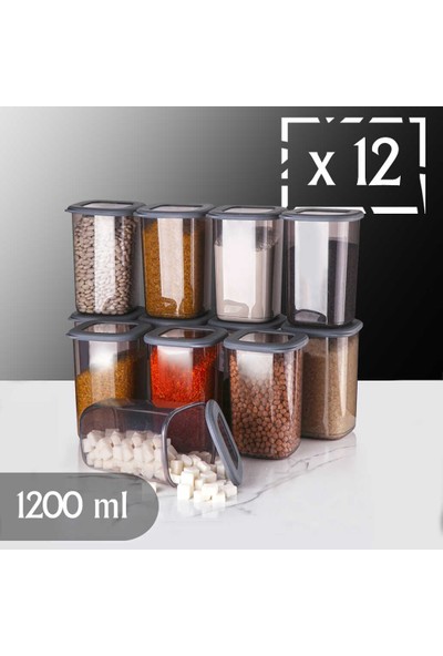 Porsima Poli 12X1,2 Lt 12 Parça Kapaklı Saklama Kabı Füme Porsima Poli 12X1,2 Lt 12 Parça Kapaklı Saklama Kabı Füme