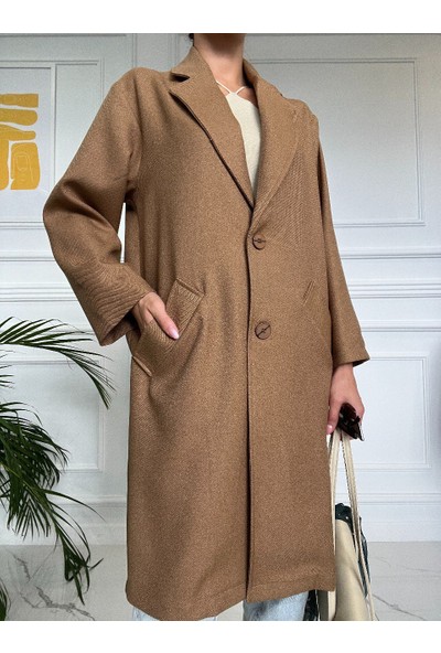 Hot Fashion Kadın Kahverenği Uzun Kollu Düğmeli Cepli Kaşe Kaban Hot Fashion Kadın Kahverenği Uzun Kollu Düğmeli Cepli Kaşe Kaban