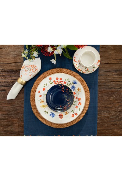 English Home Belleza New Bone China Tatlı Tabağı 15 cm Lacivert-Turuncu-Yeşil English Home Belleza New Bone China Tatlı Tabağı 15 cm Lacivert-Turuncu-Yeşil