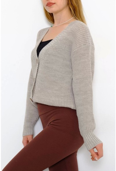 Serçe Shop Düğmeli Hırka Gri - 2588.1577.