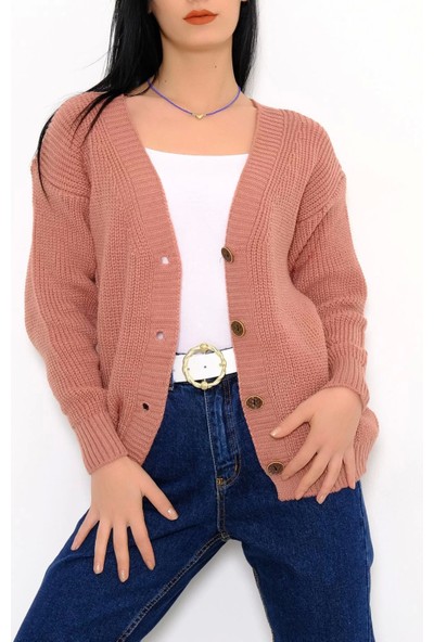 Serçe Shop Düğmeli Hırka Koyupudra - 2588.1577.