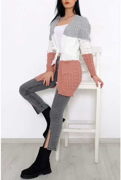 Serçe Shop Kemerli Üç Renk Hırka Gripudra - 331.1577.