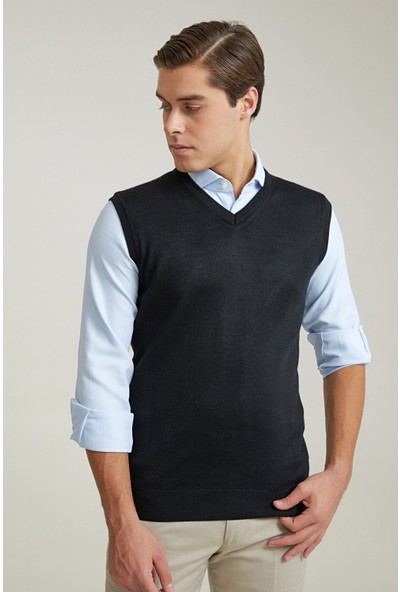 D'S Damat Ds Damat Regular Fit Siyah Düz Örgü Süveter