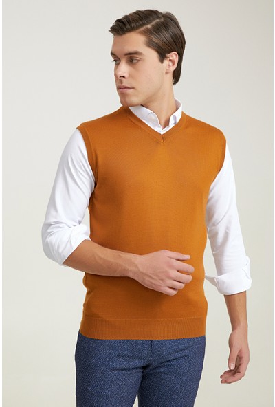 D'S Damat Ds Damat Regular Fit Fındık Kahve Düz Örgü Süveter