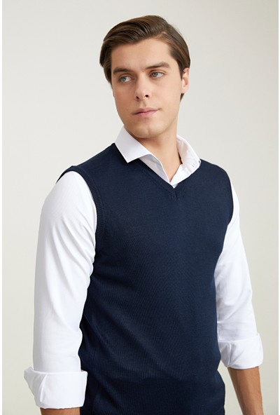 D'S Damat Ds Damat Regular Fit Lacivert Düz Örgü Süveter