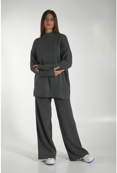 Abbra Kadın Dik Yaka Triko Takım