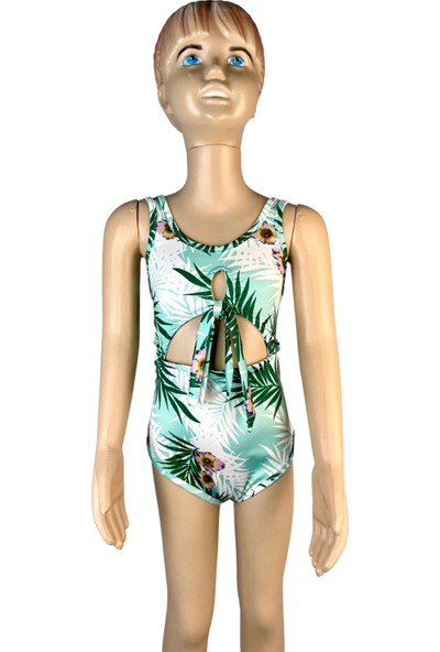 Yağız Bebe Rg Çiçek Desenli Yeşil Kız Mayo