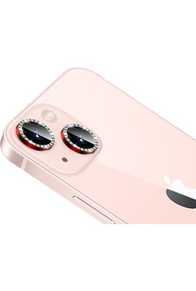 Eiroo Iphone 13 Mini Crystal Taşlı Kırmızı Kamera Lensi Koruyucu Eiroo Iphone 13 Mini Crystal Taşlı Kırmızı Kamera Lensi Koruyucu