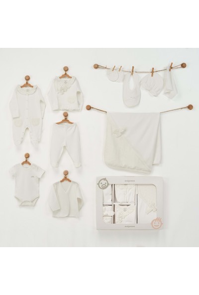 Andywawa Ecru Kız Bebek 10 Lu Hastane Çıkışı - Andywawa - Somon - 0-3 Ay - AC22501RP-25760