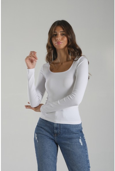 Abbra Kadın Kare Yaka Bluz