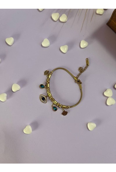 Vivyan Sallantılı Mavi Taşlı Çelik Bileklik Vivyan Sallantılı Mavi Taşlı Çelik Bileklik