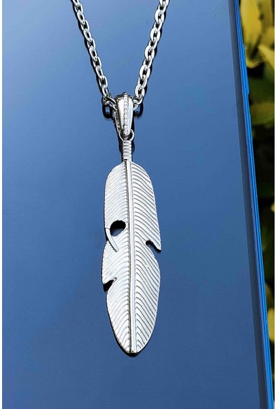 Gümüş Kaplama Kuş Tüyü Kolye