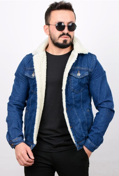 Blm Women Erkek Slim Fit Cepli Içi Kürklü Düğmeli Kot Ceket