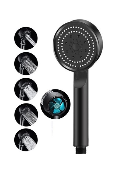 Kitchen Live Turbo Fan Pervaneli 5 Fonksiyonlu Su Tasarruflu Duş Başlığı | Pervaneli Turbo El Duşu Siyah Kitchen Live Turbo Fan Pervaneli 5 Fonksiyonlu Su Tasarruflu Duş Başlığı | Pervaneli Turbo El Duşu Siyah
