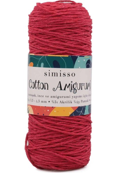 Simisso Pamuklu Amigurumi Ipi 100 Gram | Kırmızı Simisso Pamuklu Amigurumi Ipi 100 Gram | Kırmızı