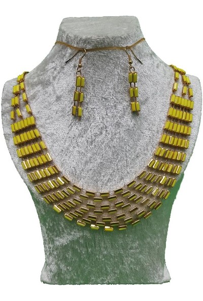 Kelebek Oyuncak Sarı Taşlı Kolye Küpe Set Kelebek Oyuncak Sarı Taşlı Kolye Küpe Set