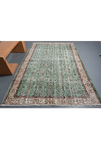 Eskitme Halı, Türk Halısı, Halı, 174 x 260 cm Yeşil Halı, El Yapımı Büyük Halı, Salon Halı, 10981